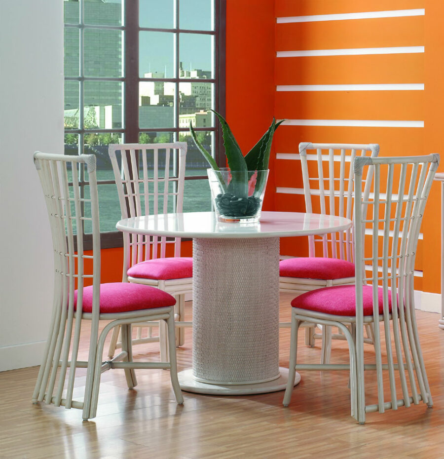 Table ronde en rotin pied tissé diamètre 110 ou 120 cm