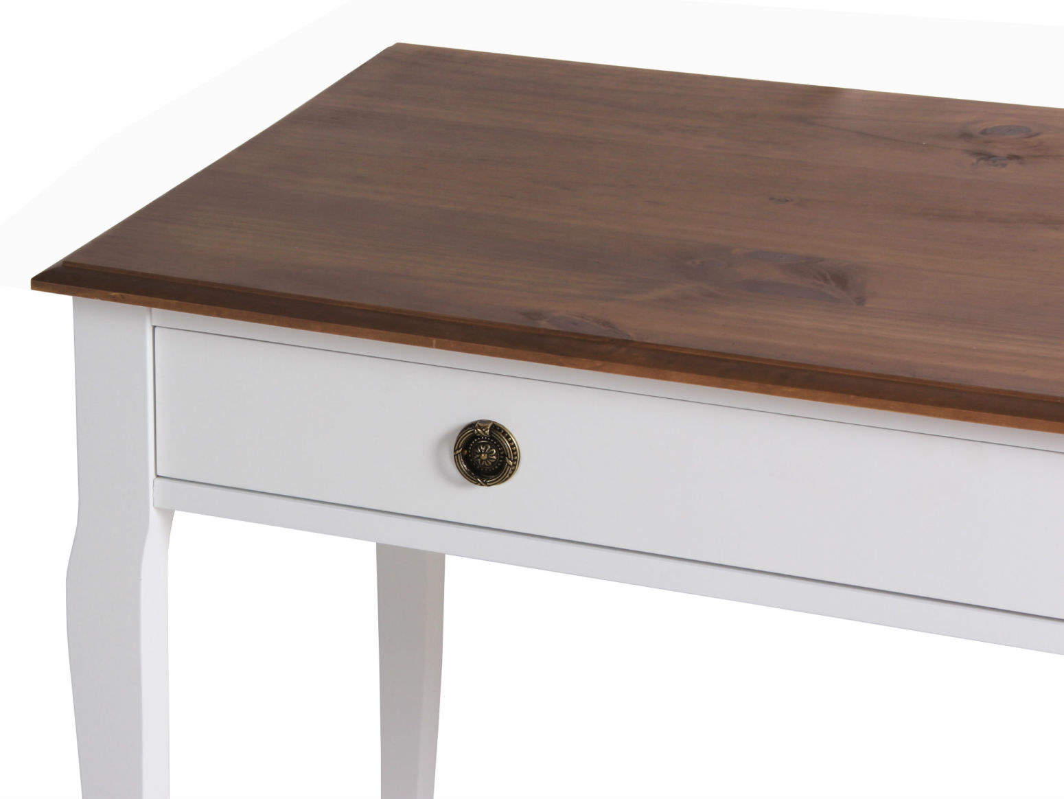 Bureau 1 tiroir blanc en bois massif - Brin d'Ouest Bureau 1 tiroir blanc en bois massif - Brin d'Ouest
