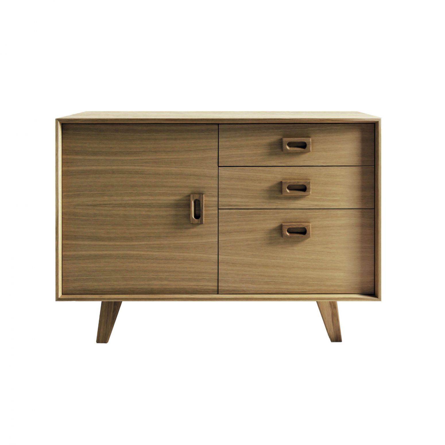Buffet scandinave en bois 1 porte 3 tiroirs - Brin d'ouest
